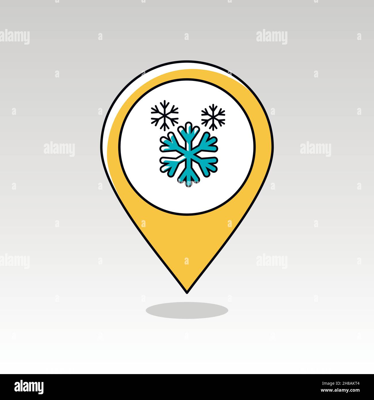 Snowflake Snow outline pin map icon. Map pointer. Map markers ...