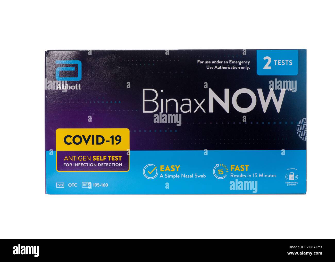 Davis, CA, 26 October, 2021. Binax NOW COVID-19 Self Test box viewed ...