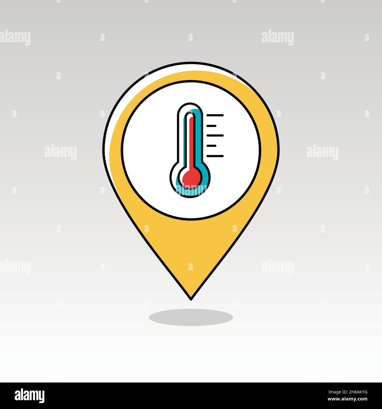 Thermometer Heat Hot outline pin map icon. Map pointer. Map markers ...