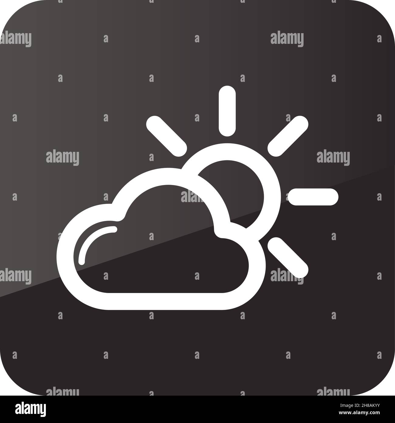 Sun and Cloud outline icon. Meteorology. Weather. Vector illustration ...