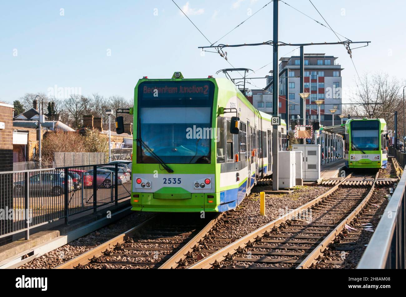 Trams at Beckenham Junction Tramlink station Stock Photo - Alamy