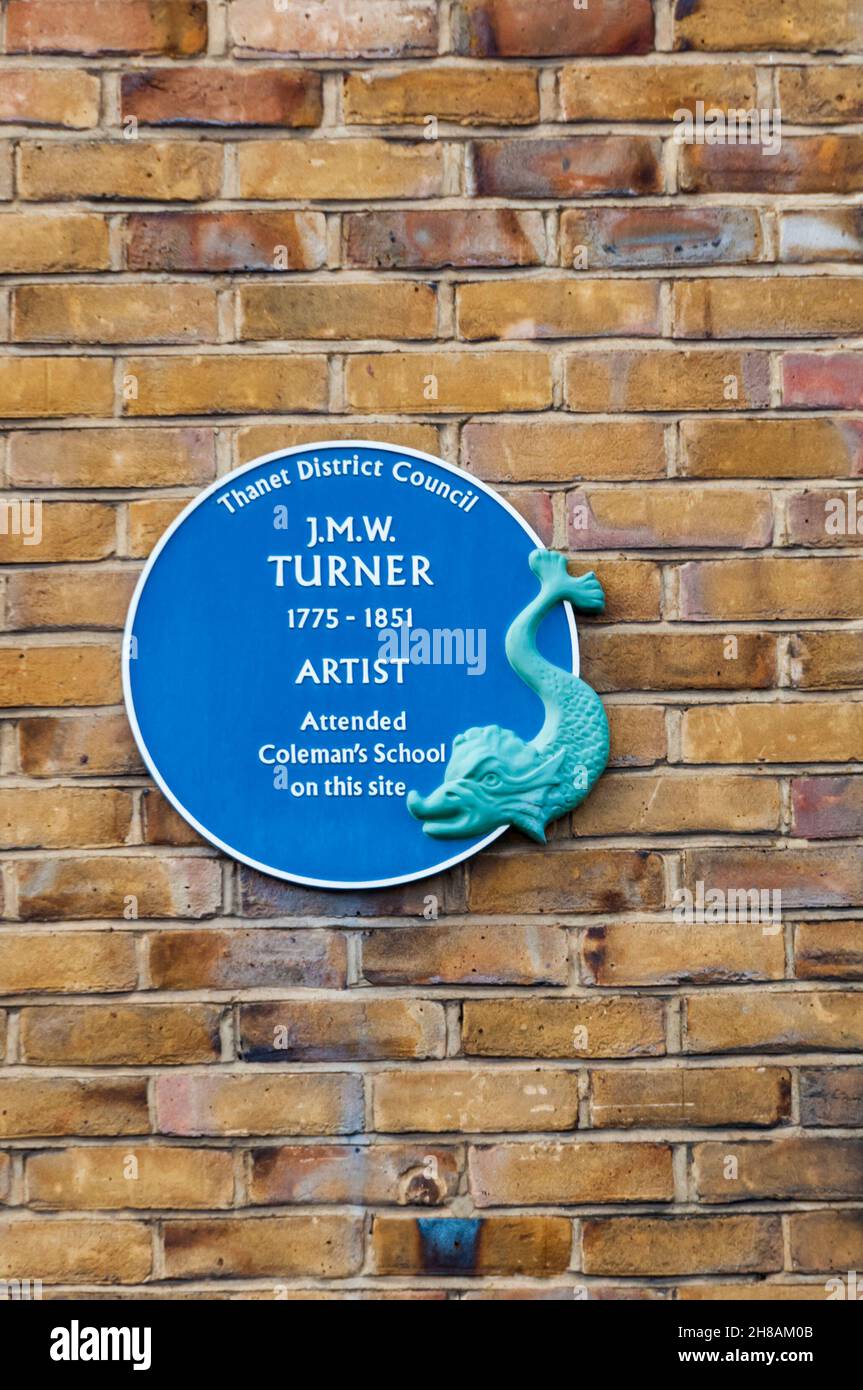 A blue plaque in Margate marks the site of a school attended by J.M.W ...