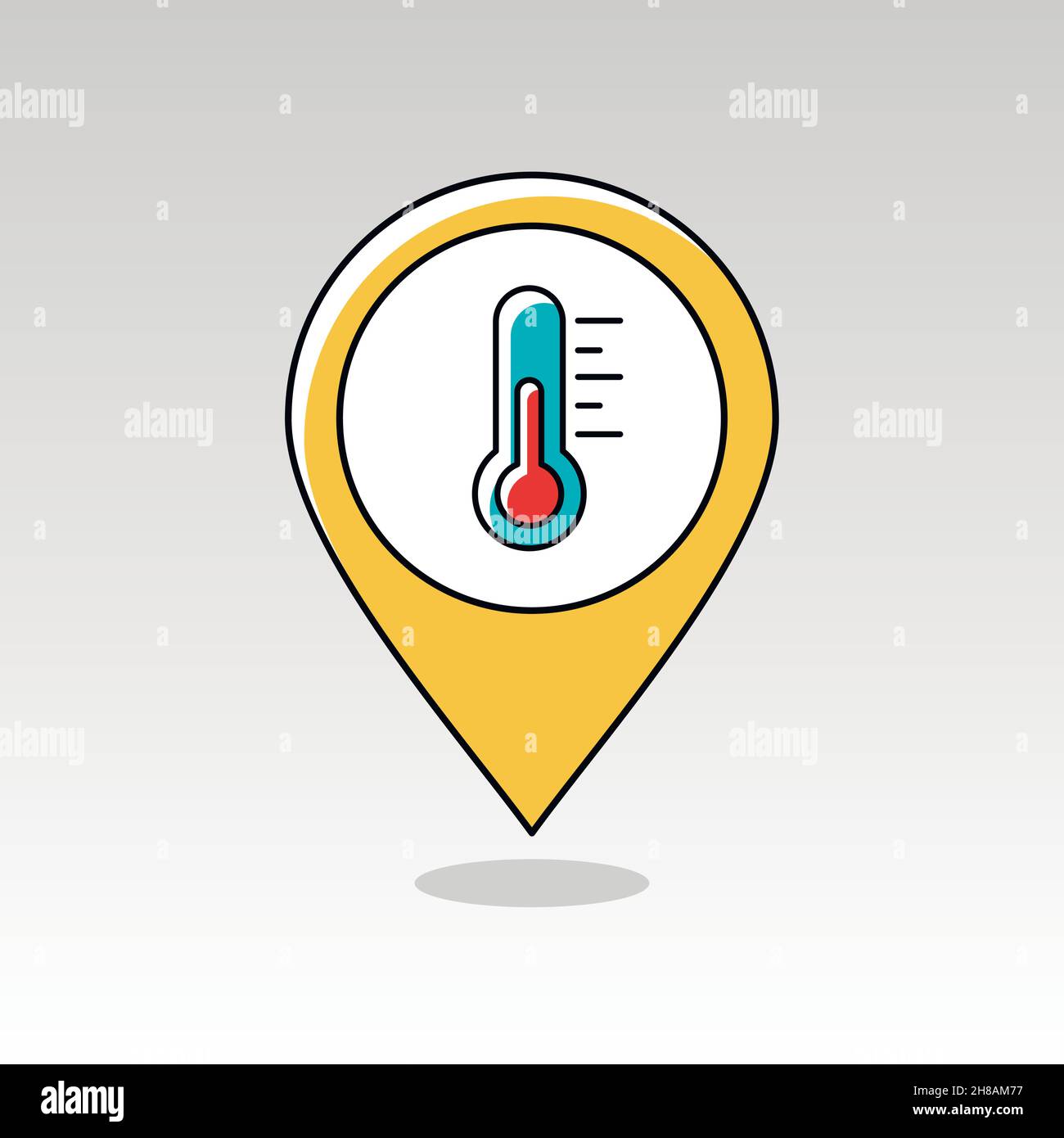 Thermometer Heat outline pin map icon. Map pointer. Map markers ...