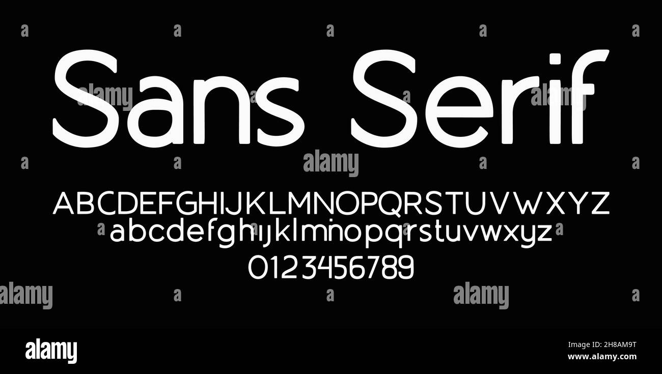 Sans Serif alphabet Font vector illustration isolated Background Stock ...