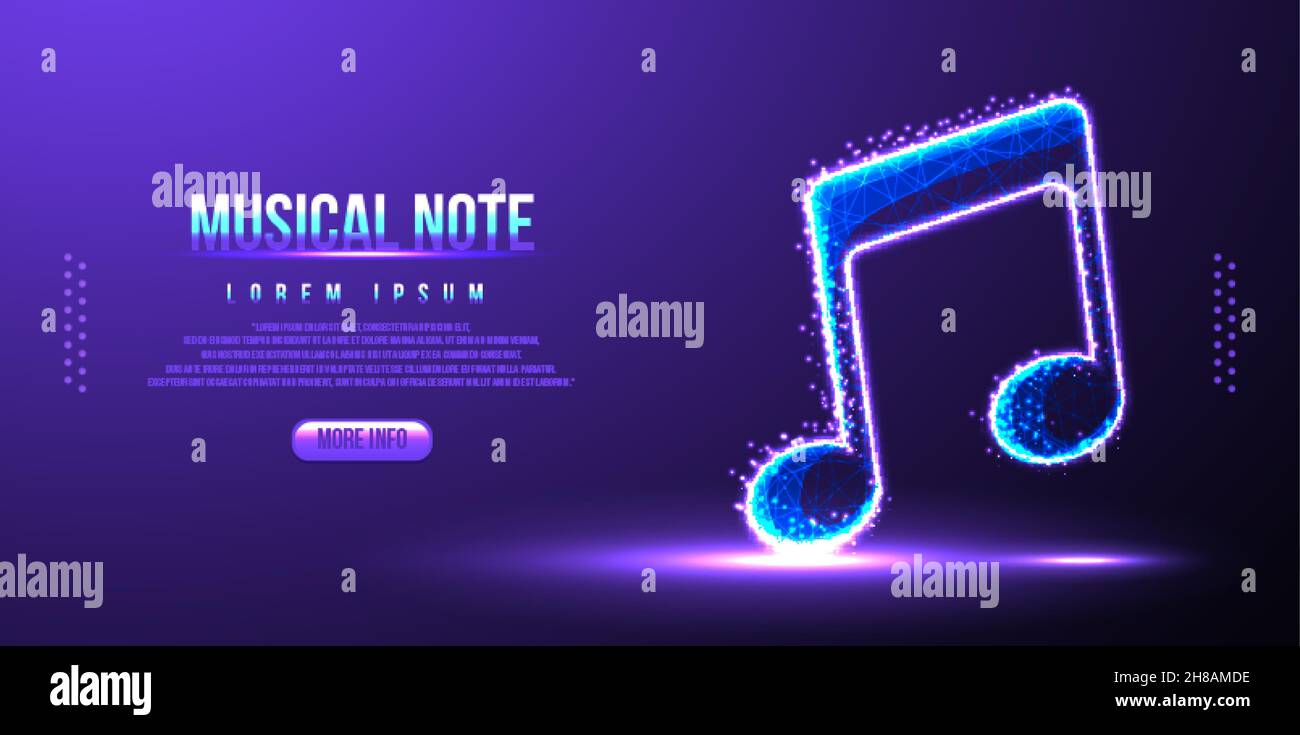 musical note, instrument low poly wireframe mesh Stock Vector Image ...