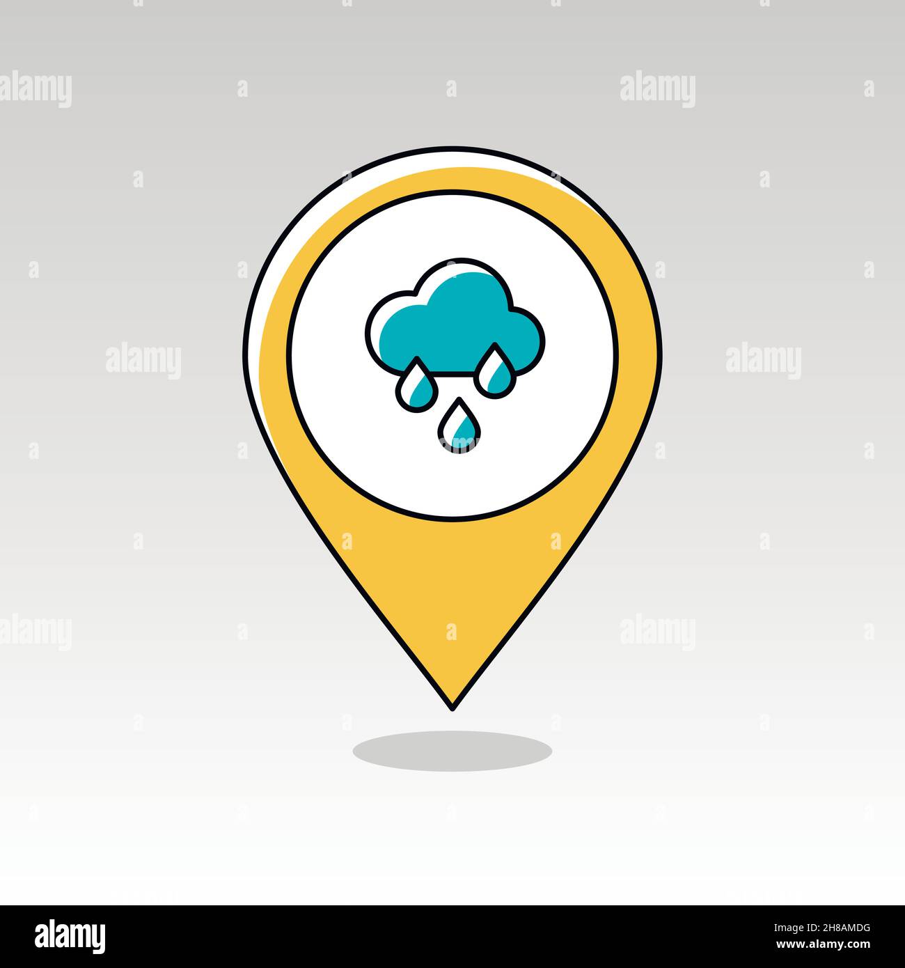 Rain Cloud Rainfall outline pin map icon. Map pointer. Map markers ...