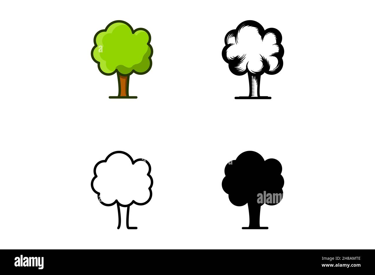 set tree illustration, vector designs isolated on white background ...