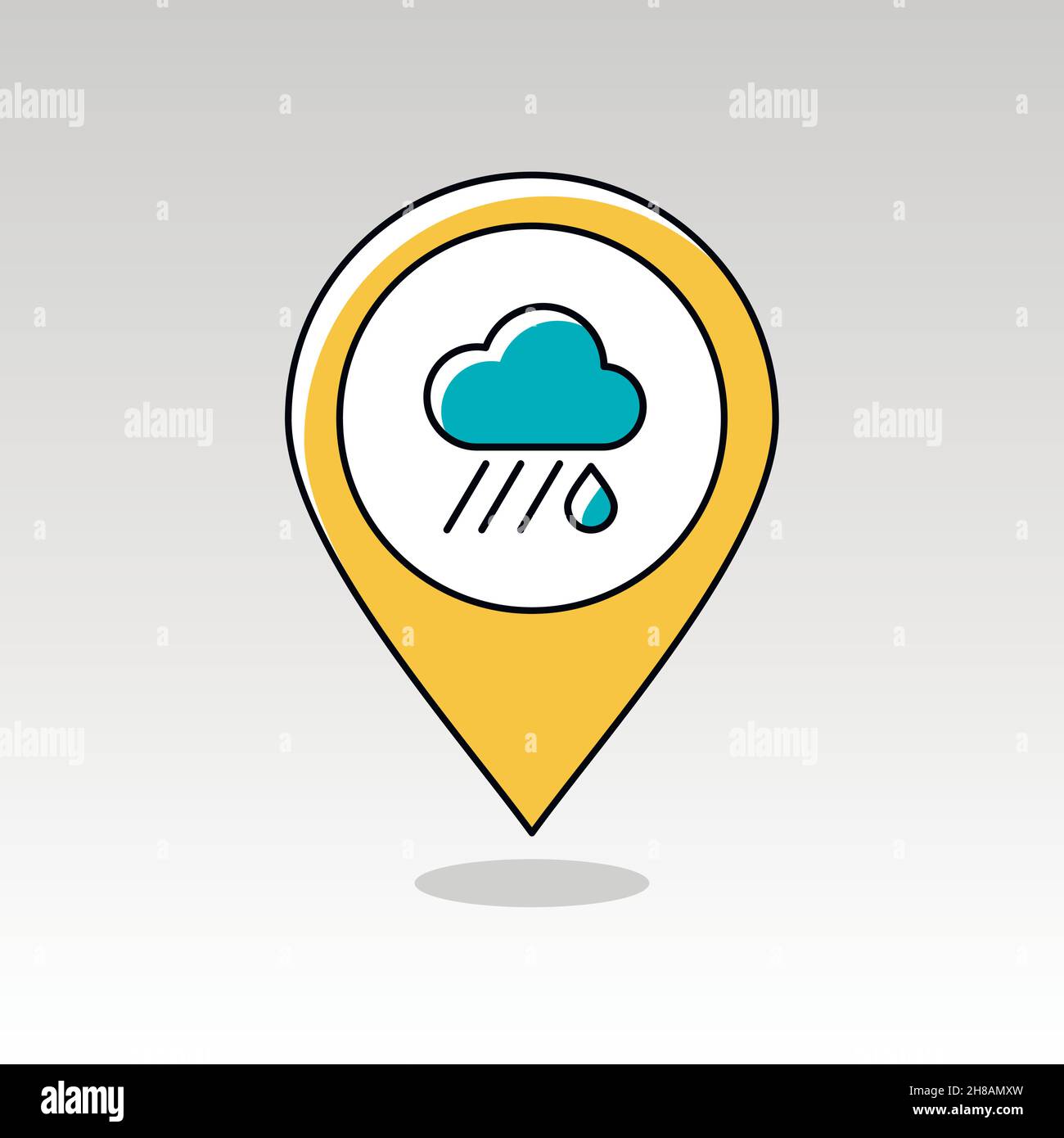 Rain Cloud outline pin map icon. Map pointer. Map markers. Downpour ...