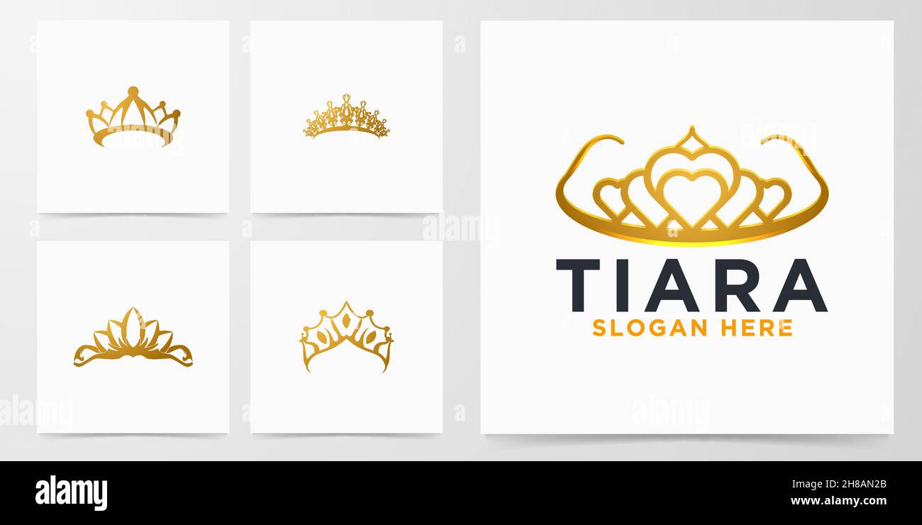 Set Golden Princess Tiara Logo Stock Vector Image & Art - Alamy