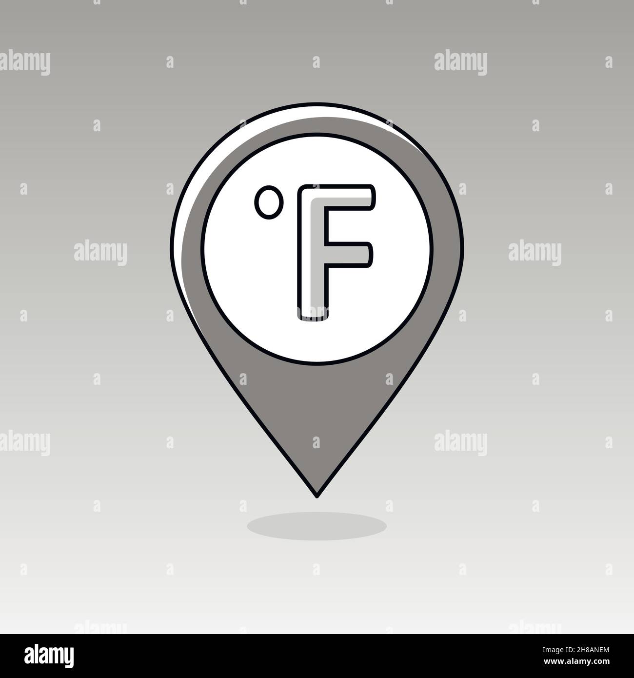Degrees Fahrenheit outline pin map icon. Map pointer. Map markers ...