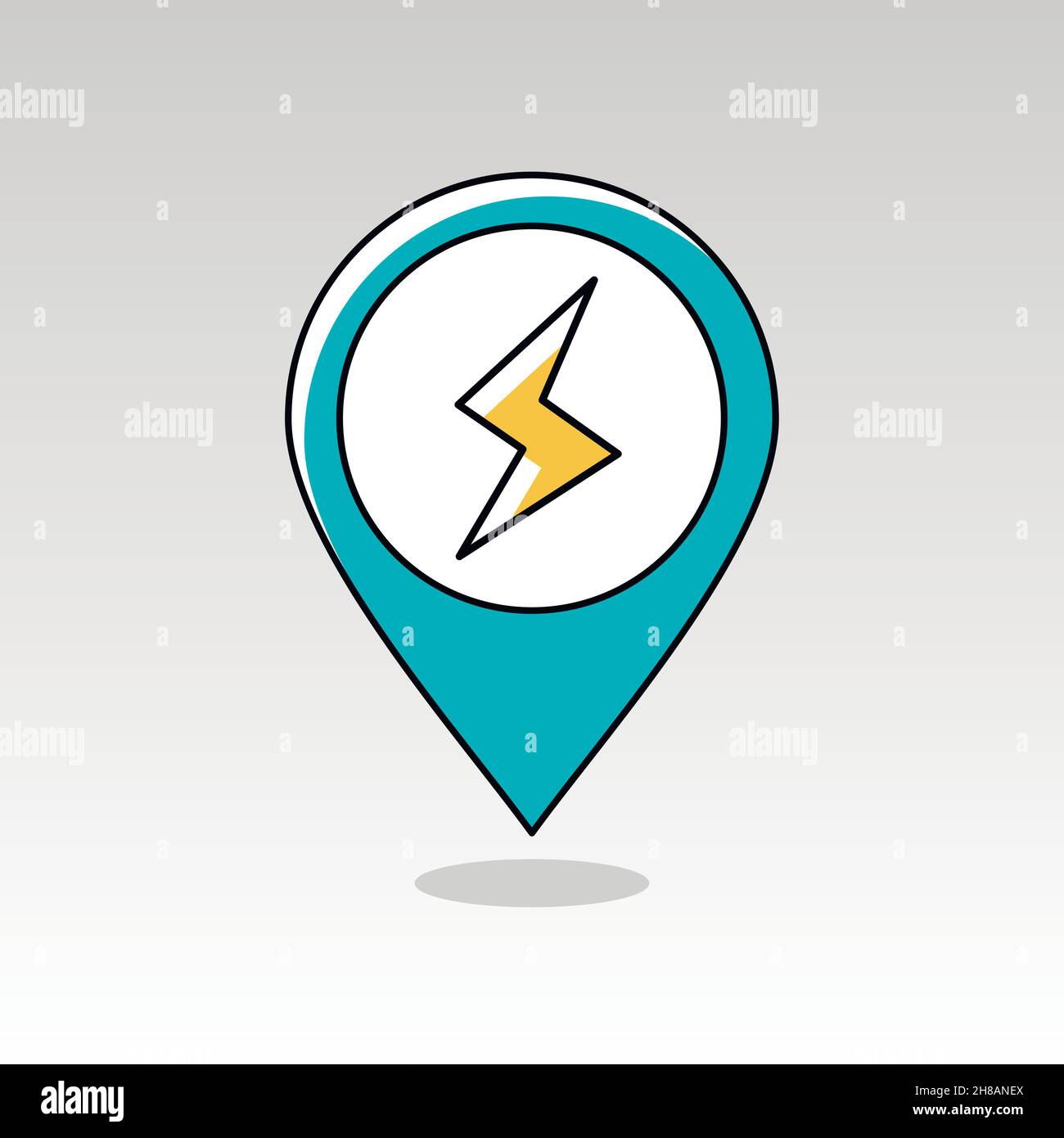 Lightning outline pin map icon. Map pointer. Map markers. Meteorology ...