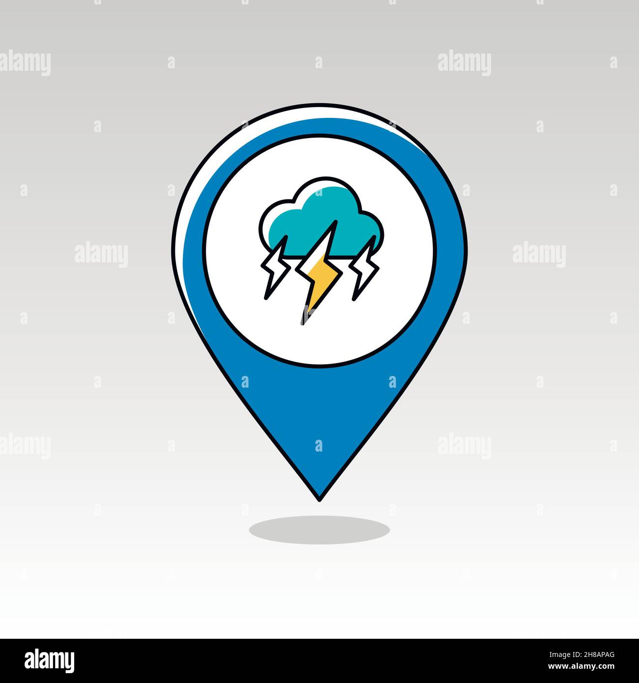 Storm Cloud Lightning outline pin map icon. Map pointer. Map markers ...