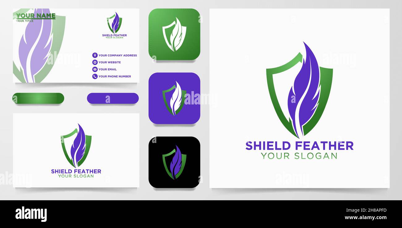 Shield Feather logo design, Vector Illustration Stock Vector Image ...