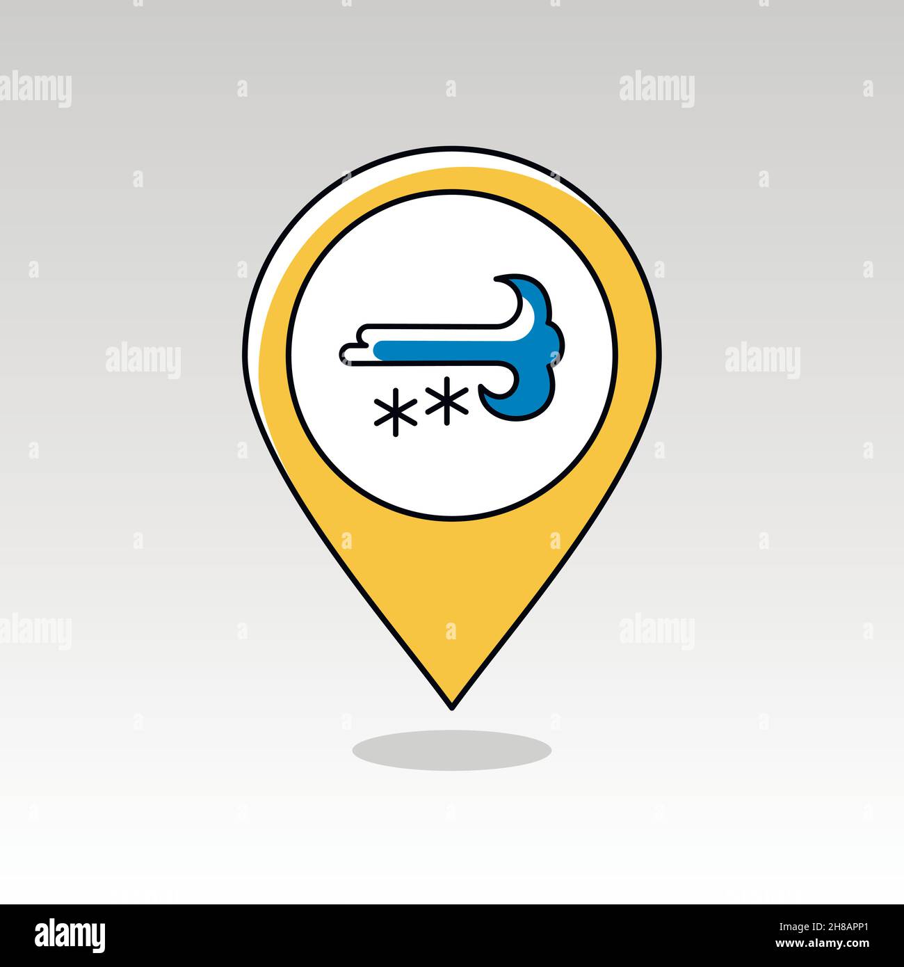 Wind Snow Snowstorm outline pin map icon. Map pointer. Map markers ...