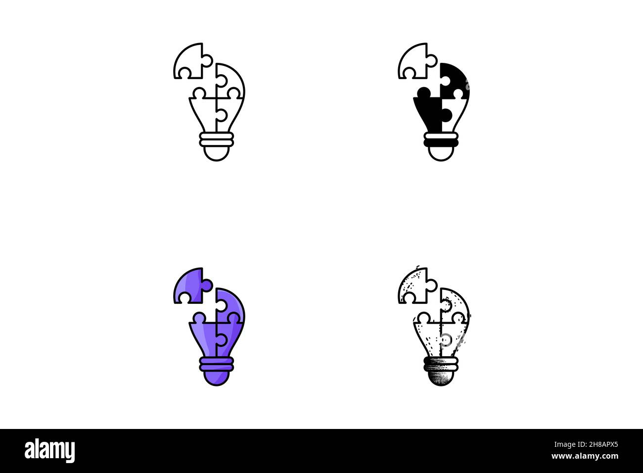 lamp puzzle isolated on white background, vector illustration Stock ...