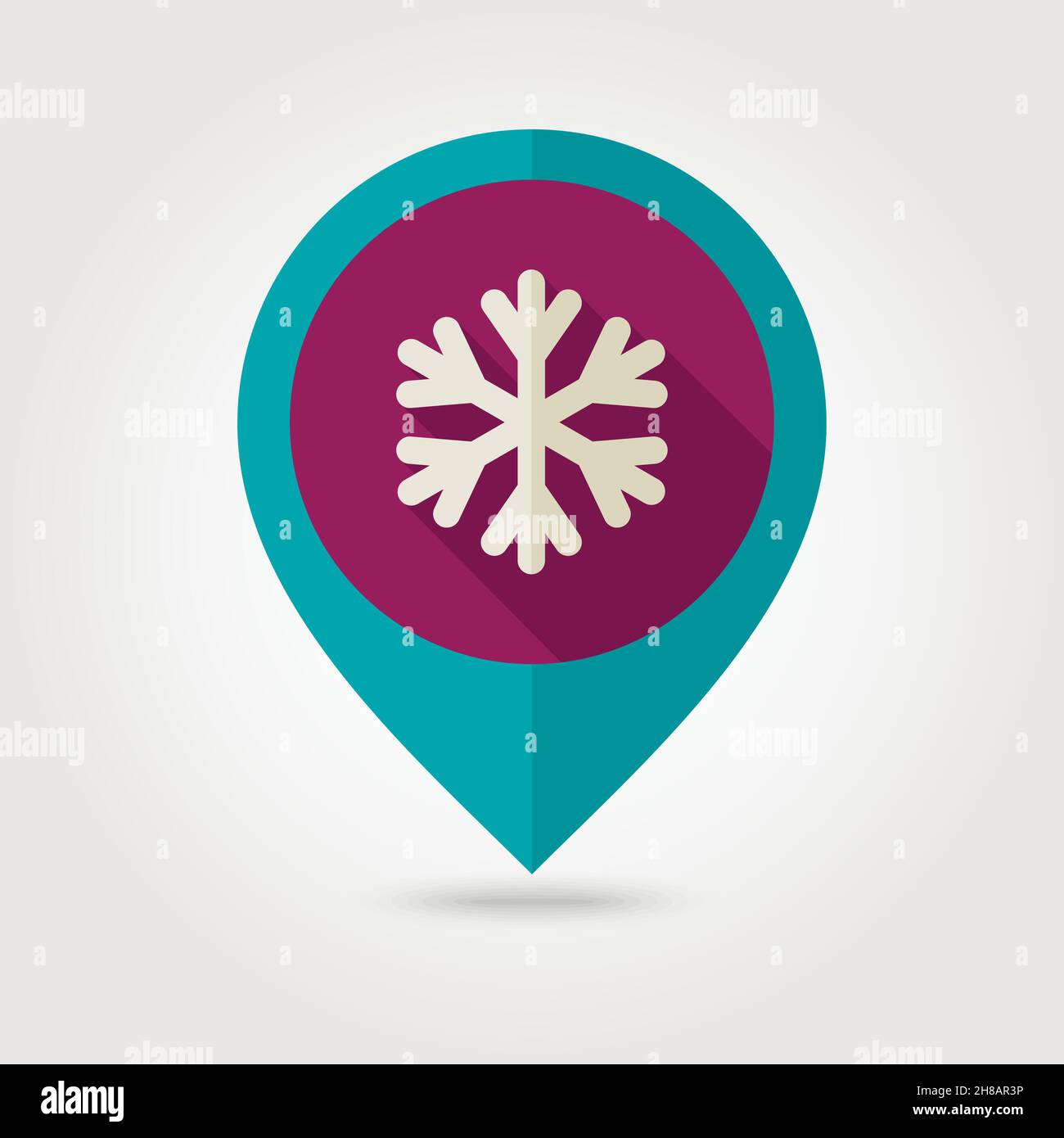 Snowflake Snow flat pin map icon. Map pointer. Map markers. Meteorology ...