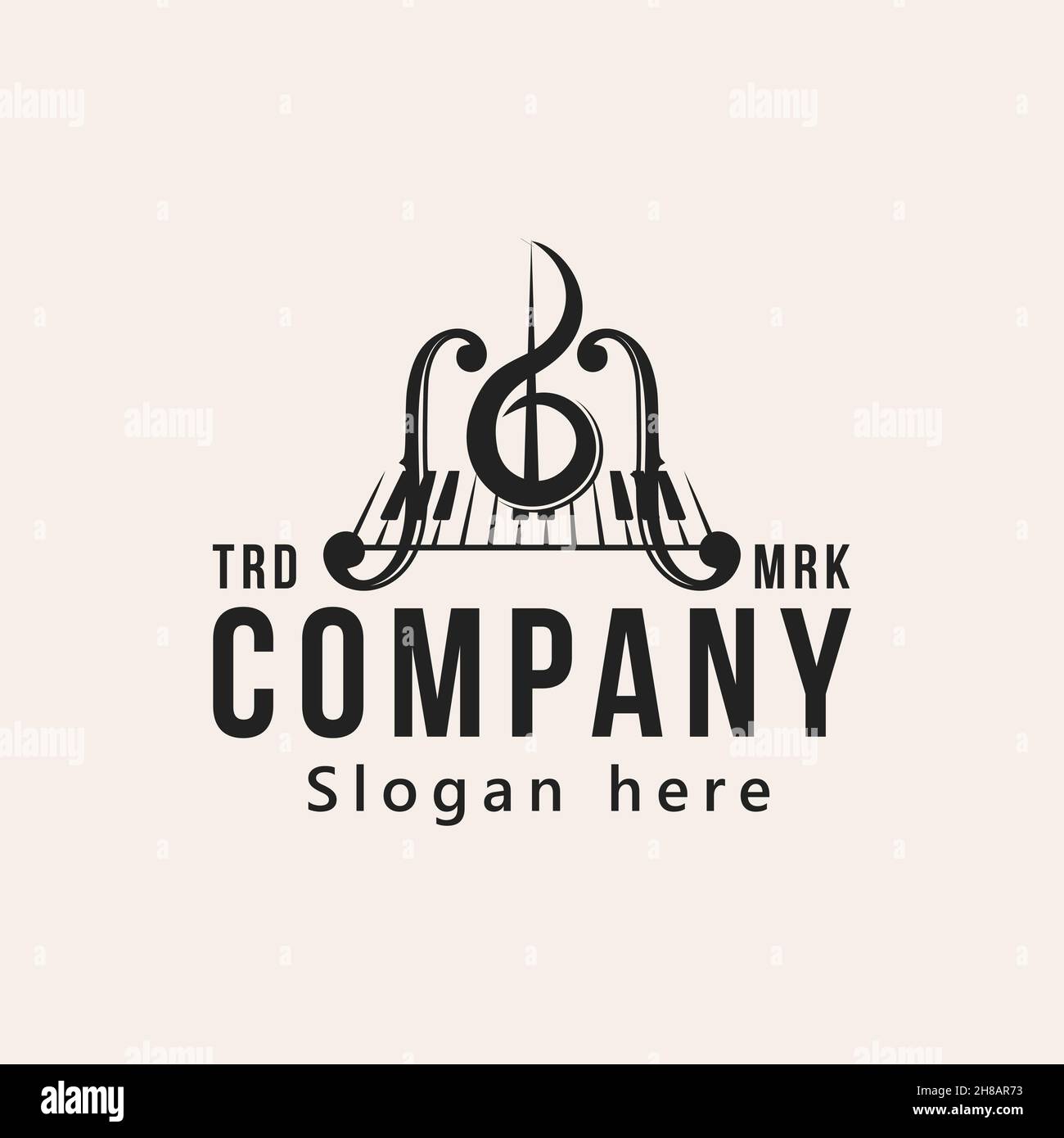 musical piano and guitar musical instrument logo design Stock Vector ...