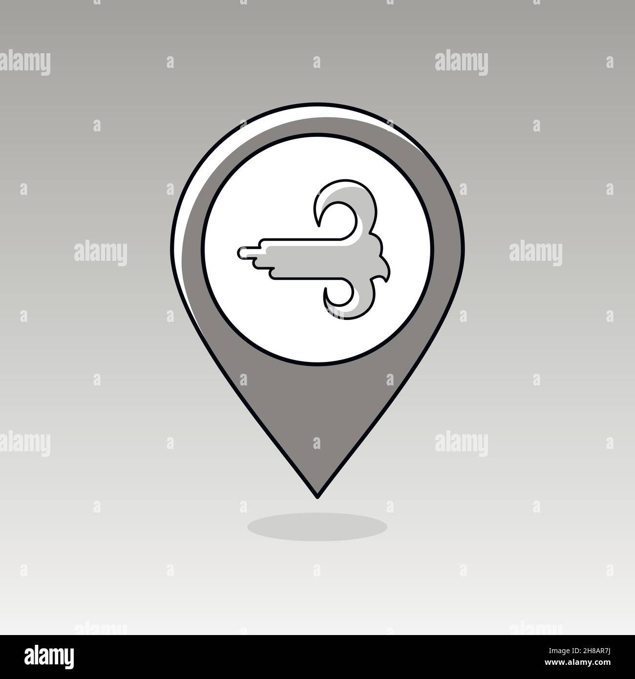 High Wind outline pin map icon. Map pointer. Map markers. Meteorology ...