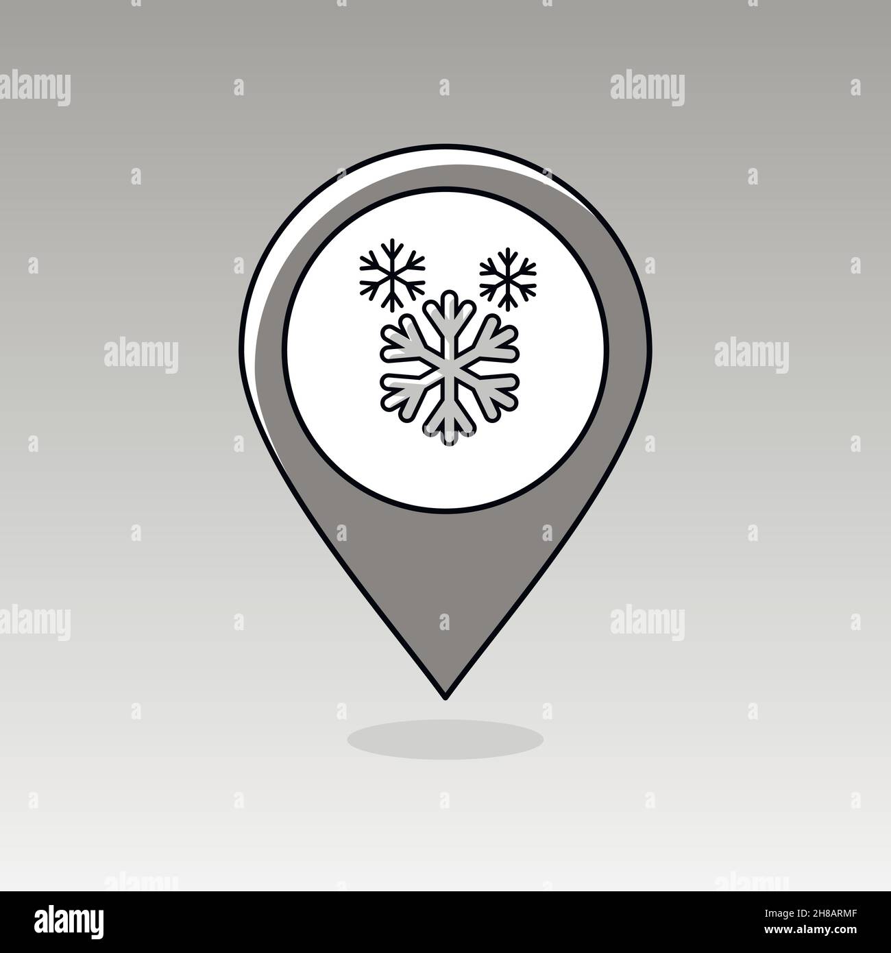 Snowflake Snow outline pin map icon. Map pointer. Map markers ...