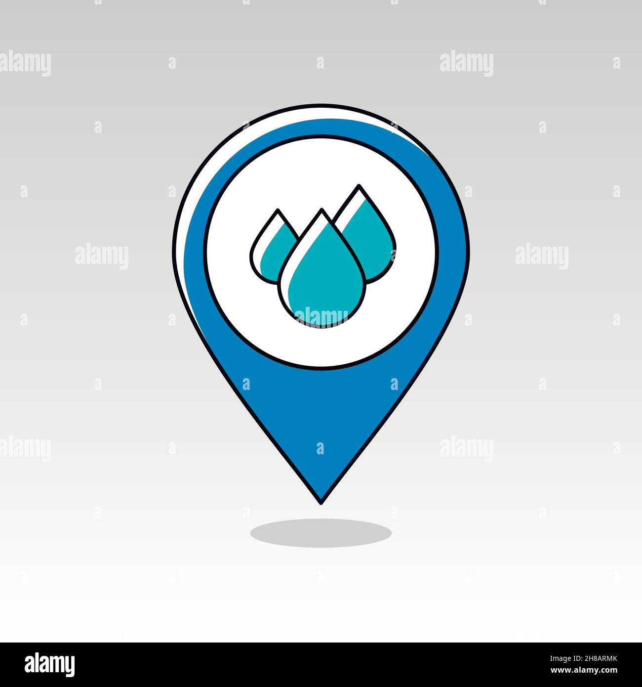 Water Rain Drop outline pin map icon. Map pointer. Map markers ...