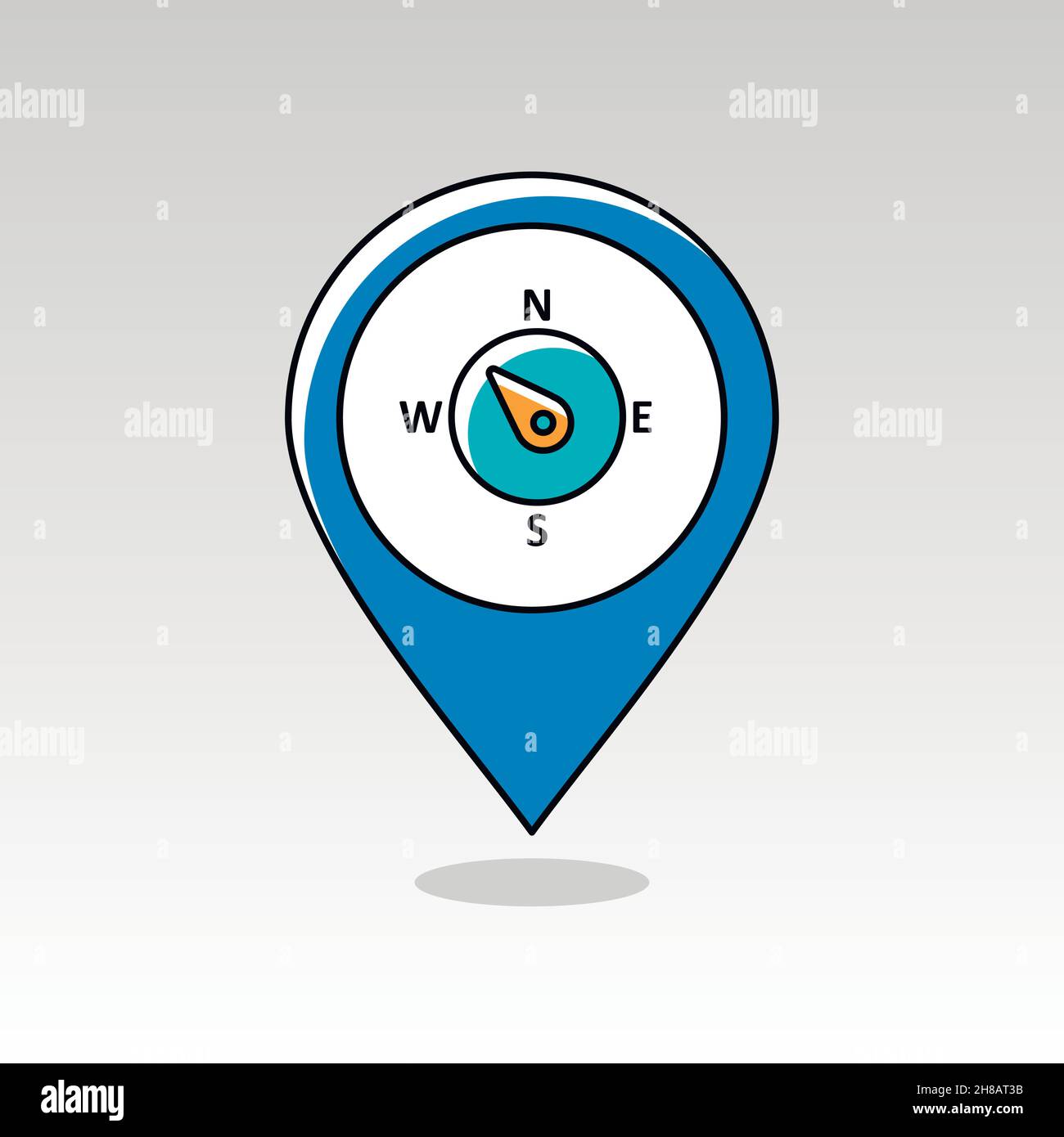Compass wind rose outline pin map icon. Map pointer. Map markers ...