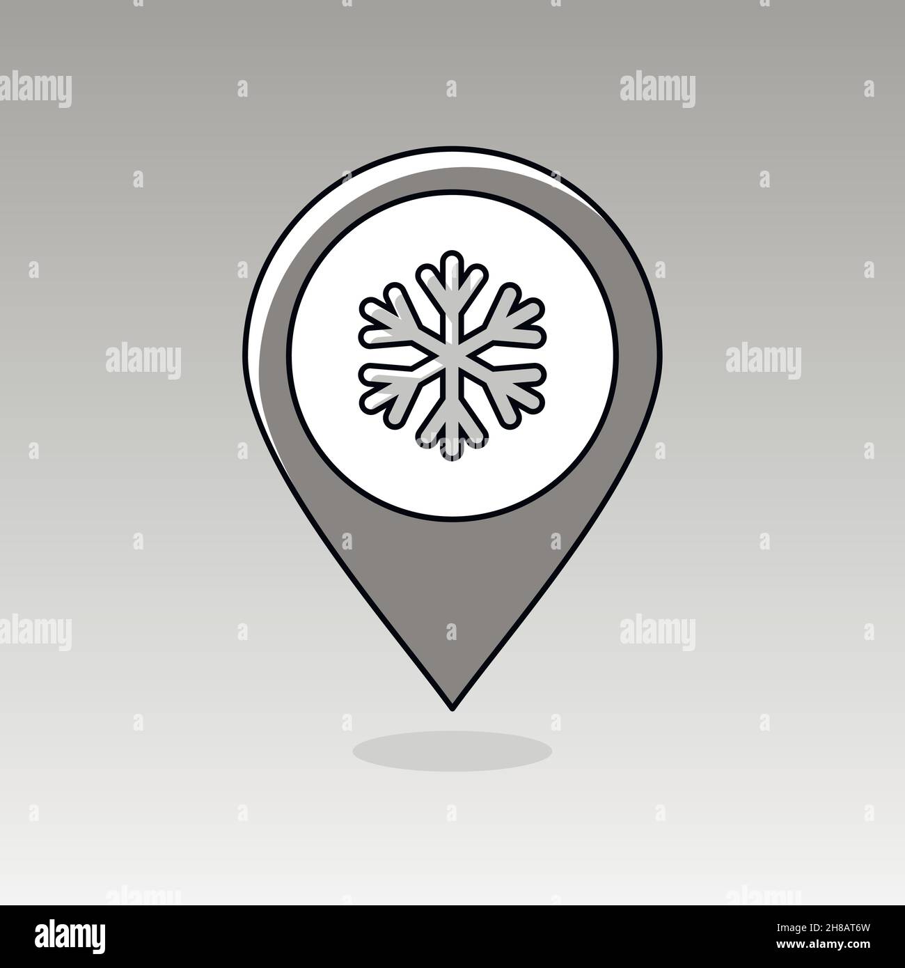 Snowflake Snow outline pin map icon. Map pointer. Map markers ...