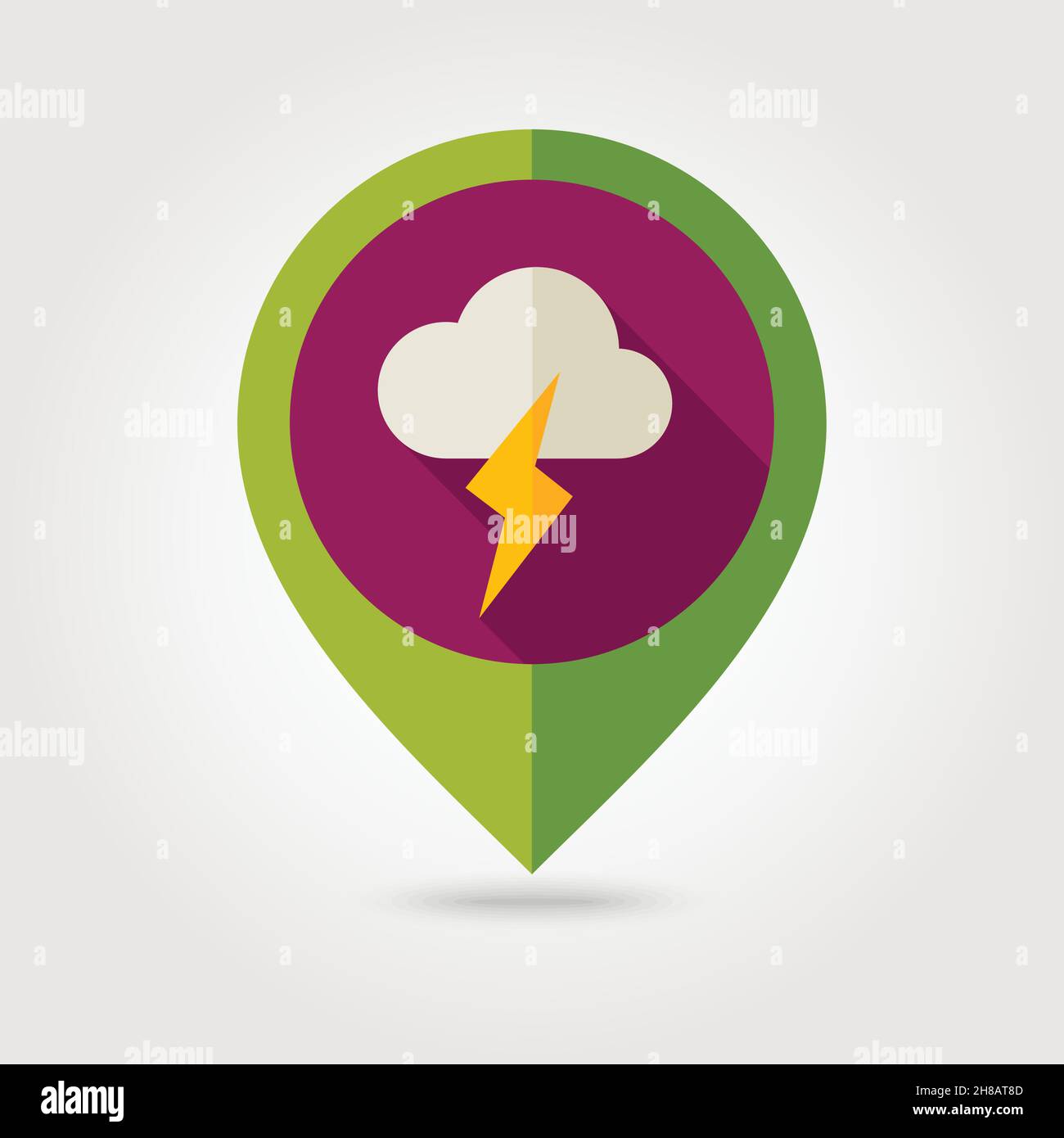 Cloud Lightning flat pin map icon. Map pointer. Map markers ...