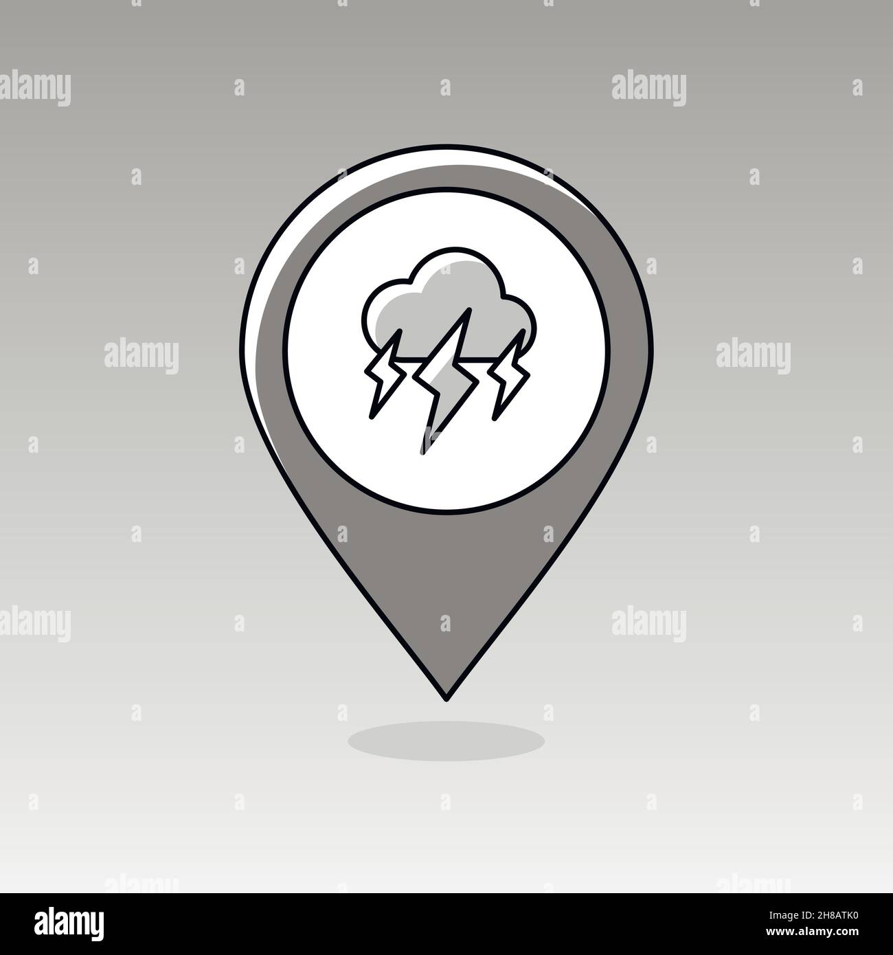 Storm Cloud Lightning outline pin map icon. Map pointer. Map markers ...