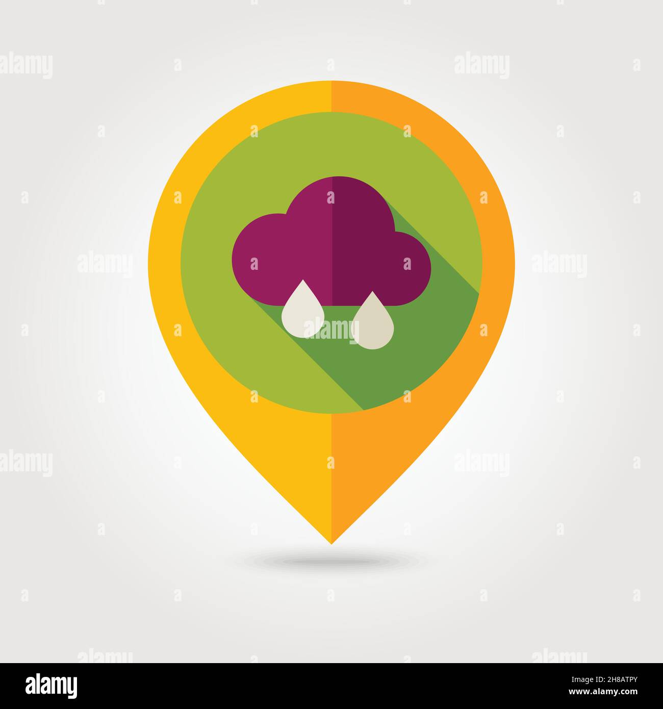 Rain Cloud flat pin map icon. Map pointer. Map markers. Meteorology ...