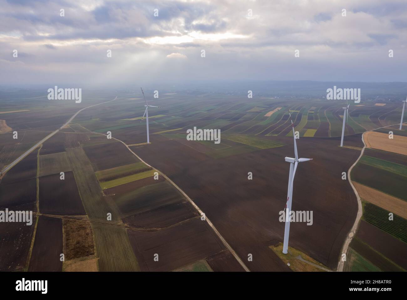 Aerial view of wind farm Stock Photo - Alamy