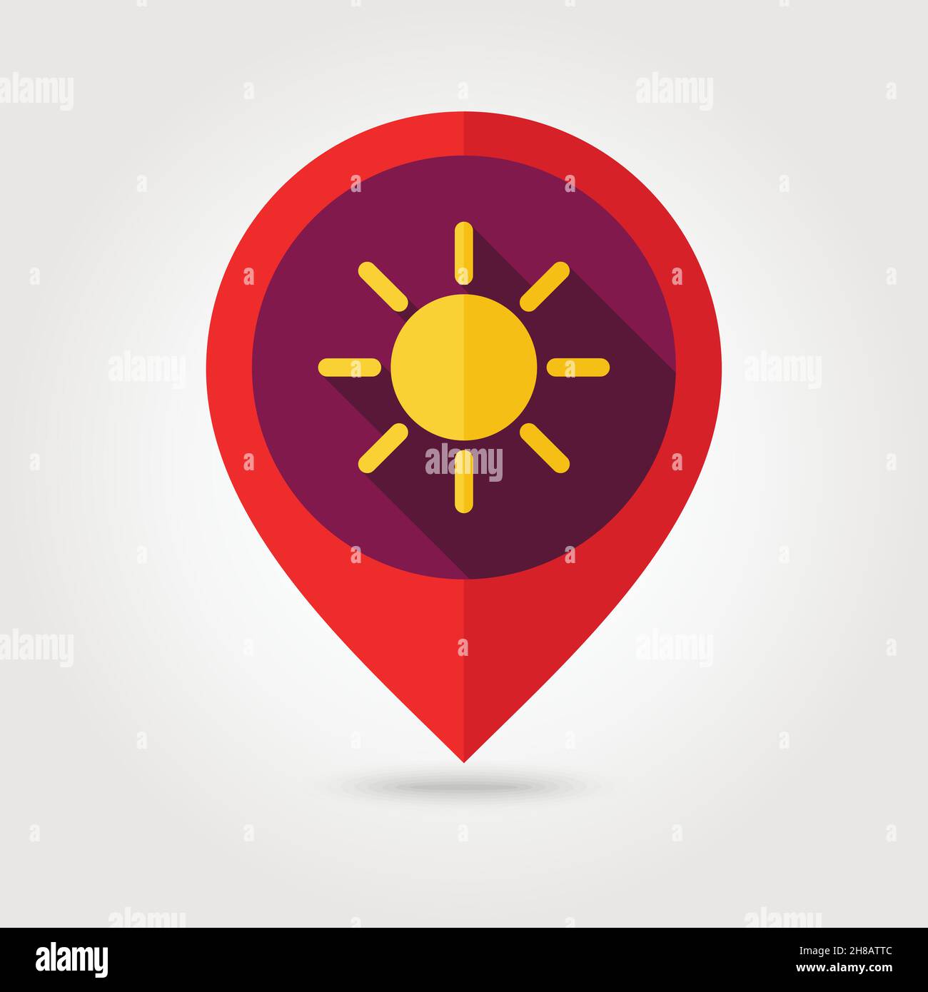 Sun flat pin map icon. Map pointer. Map markers. Meteorology. Weather ...