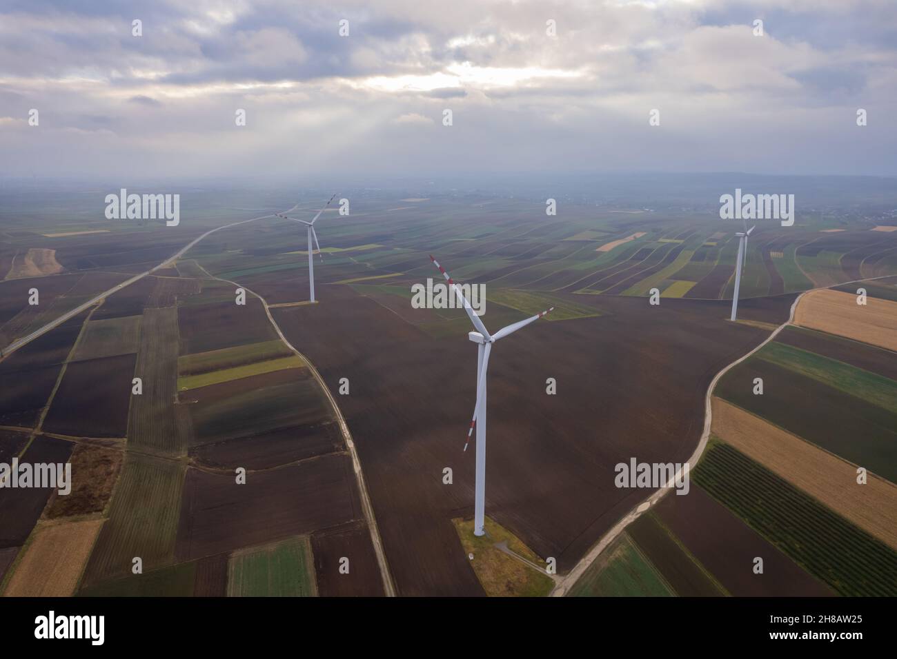 Aerial view of wind farm Stock Photo - Alamy