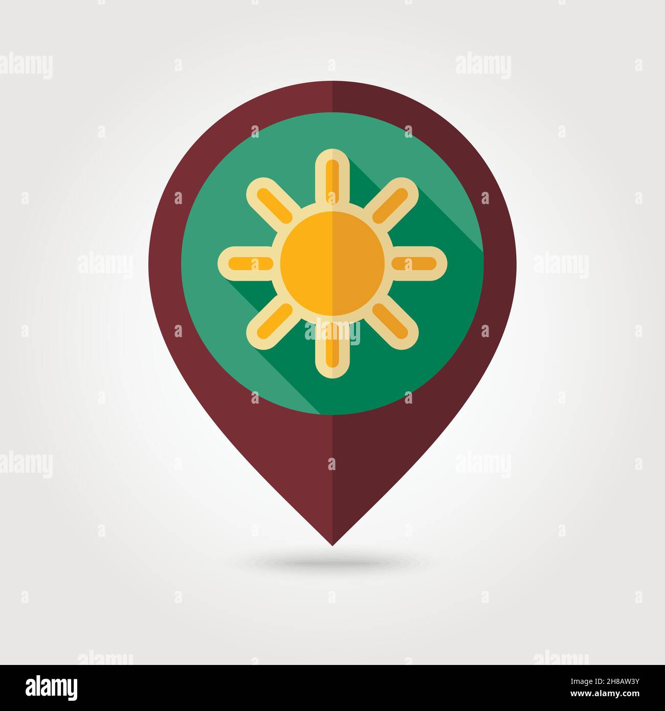 Sun retro flat pin map icon. Map pointer. Map markers. Meteorology ...