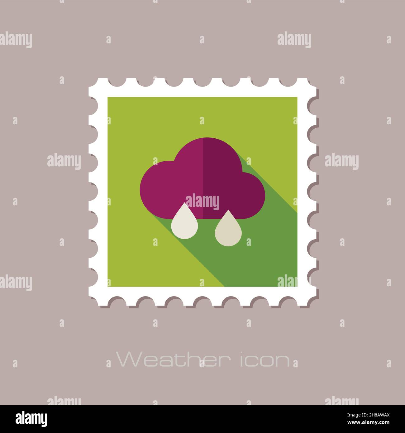 Rain Cloud flat stamp. Meteorology. Weather. Vector illustration eps 10 ...