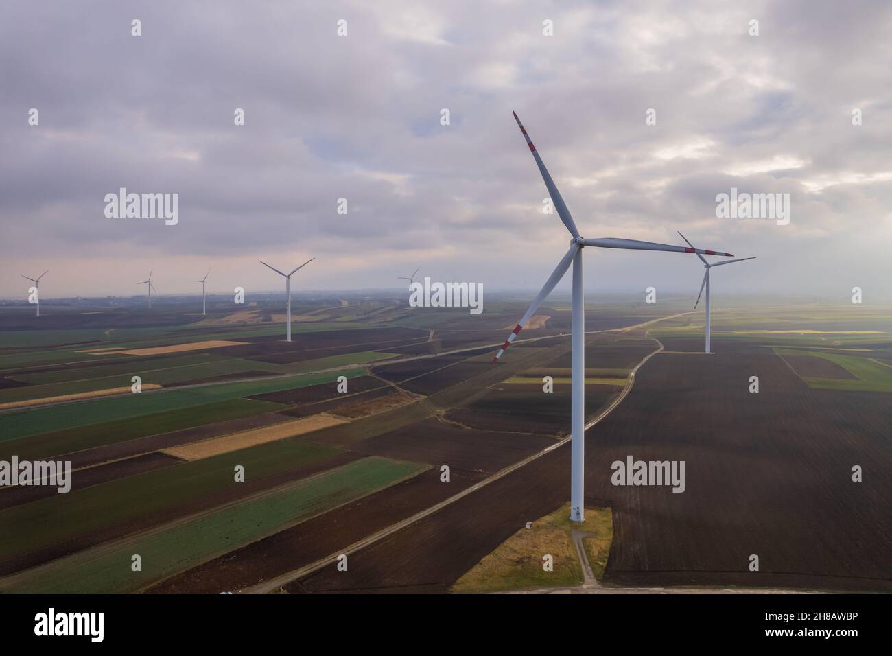 Aerial view of wind farm Stock Photo - Alamy