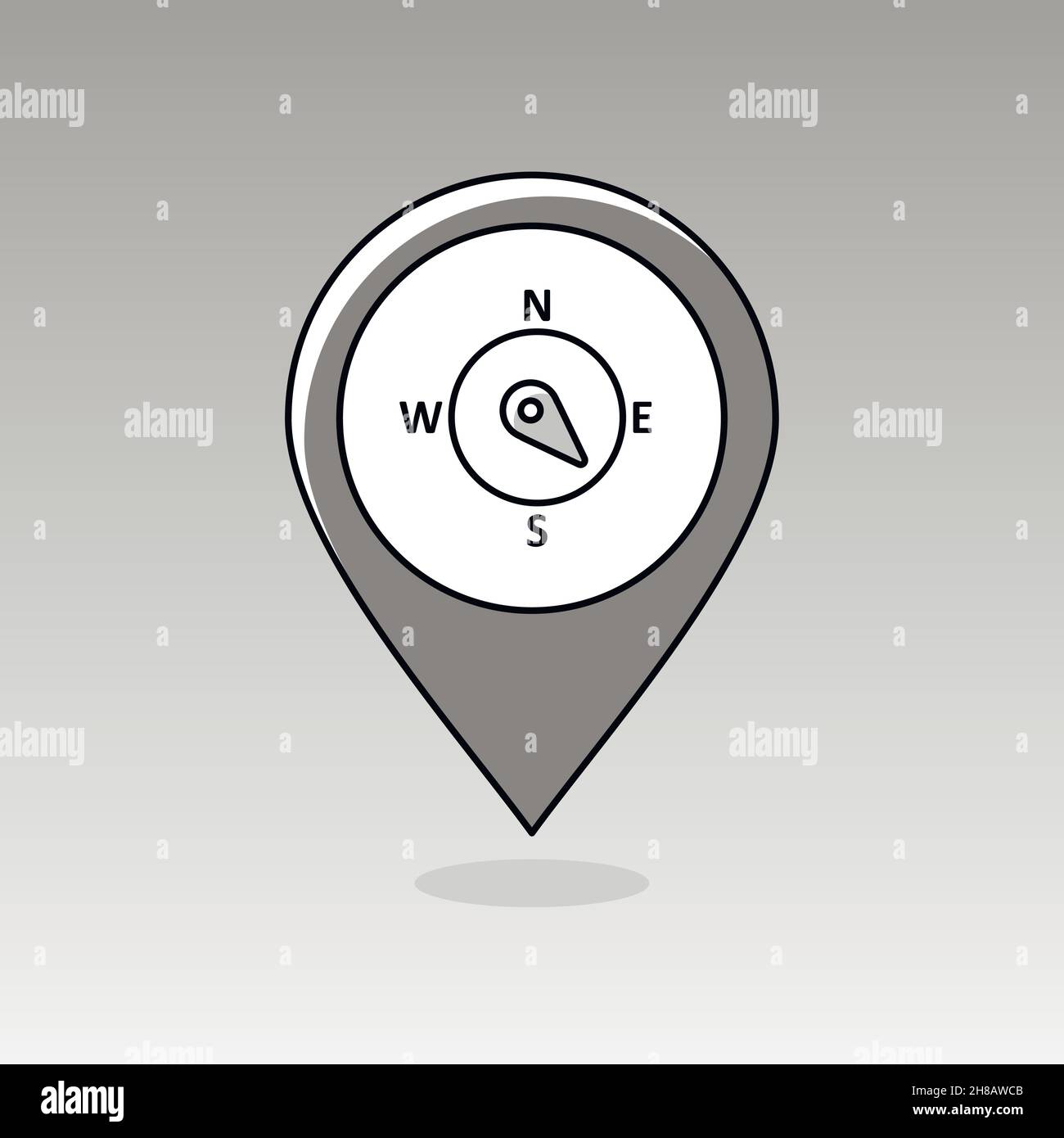 Compass wind rose outline pin map icon. Map pointer. Map markers ...