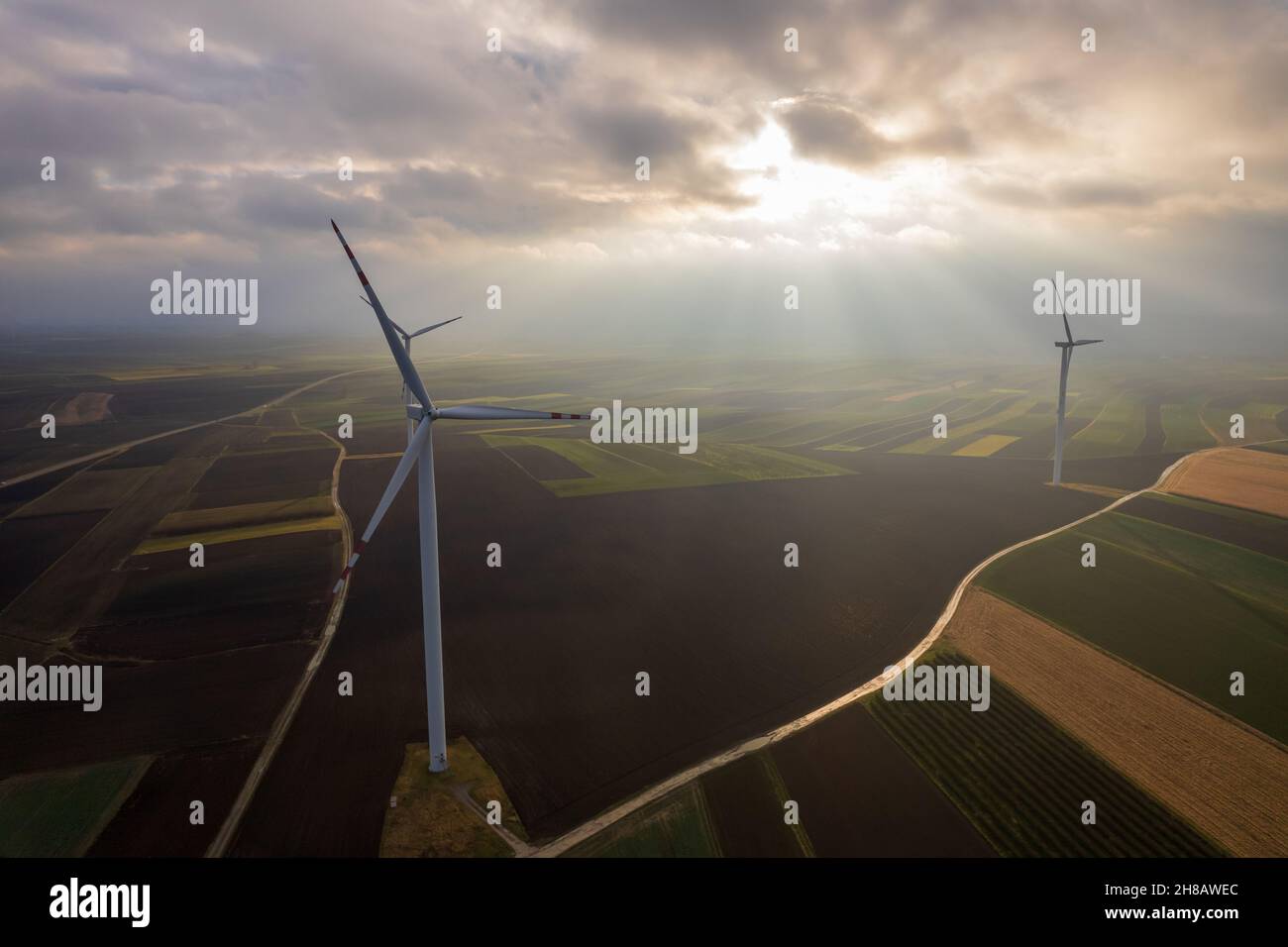 Aerial view of wind farm Stock Photo - Alamy