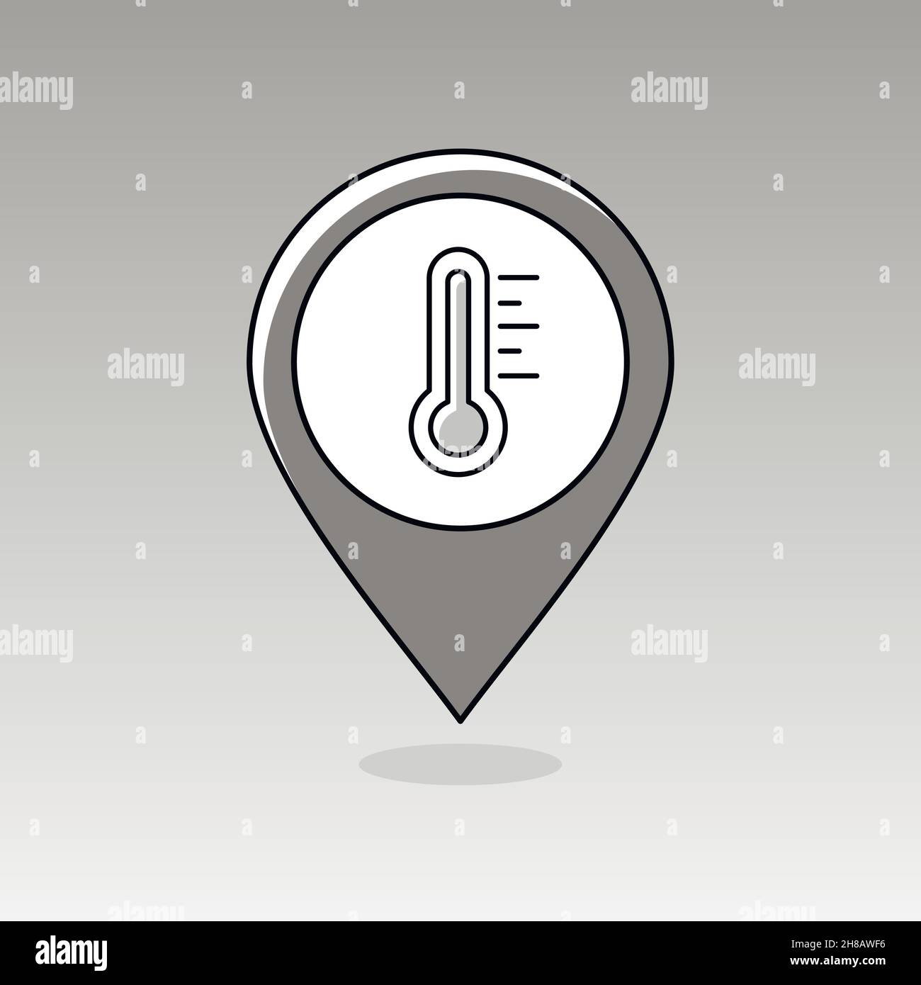 Thermometer Heat Hot outline pin map icon. Map pointer. Map markers ...