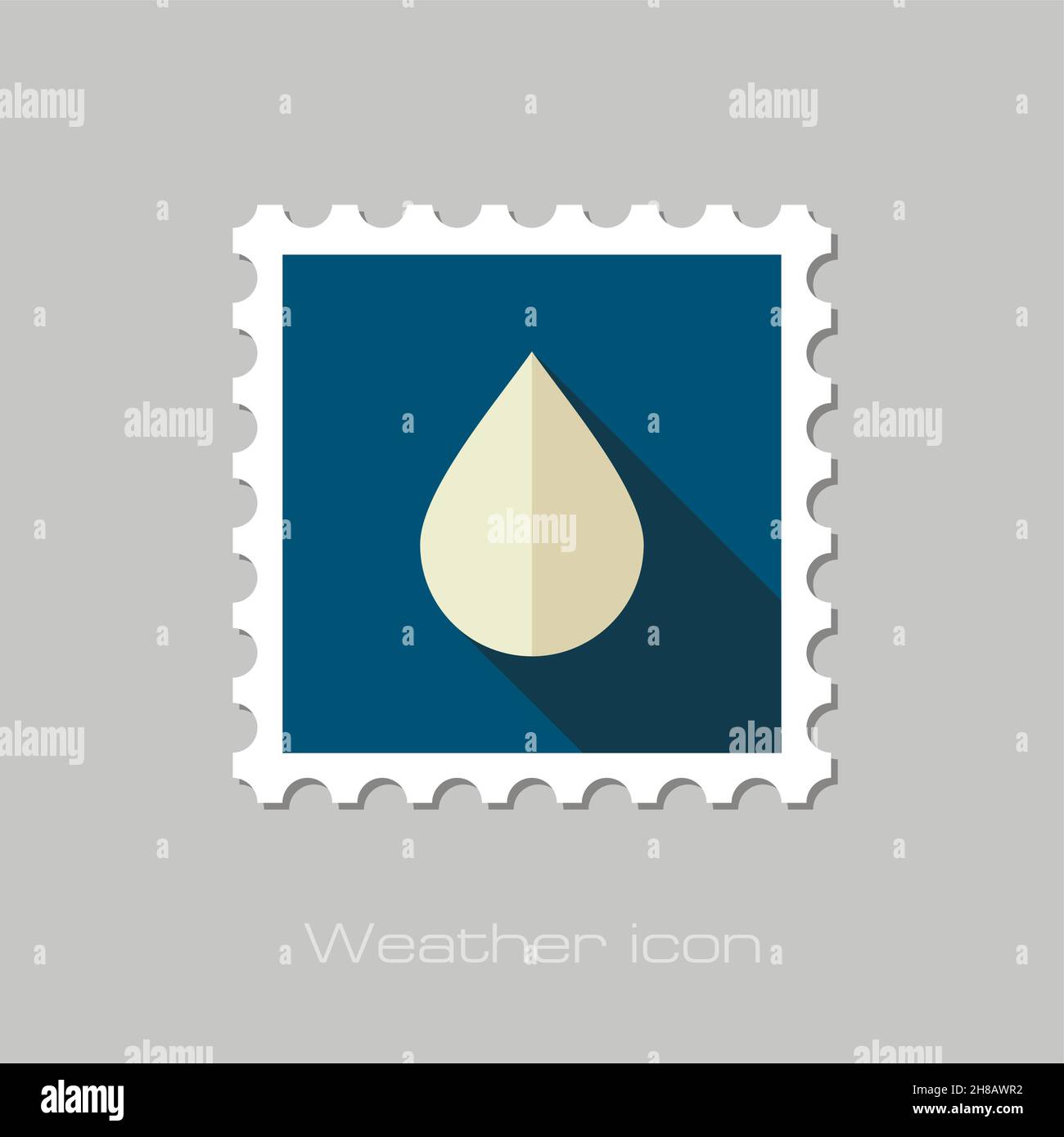 Water Rain Drop flat stamp. Meteorology. Weather. Vector illustration ...