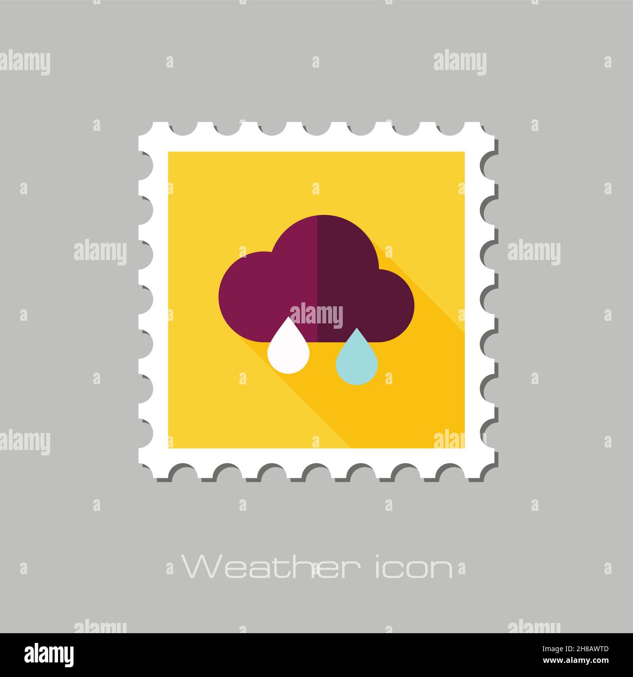 Rain Cloud flat stamp. Meteorology. Weather. Vector illustration eps 10 ...