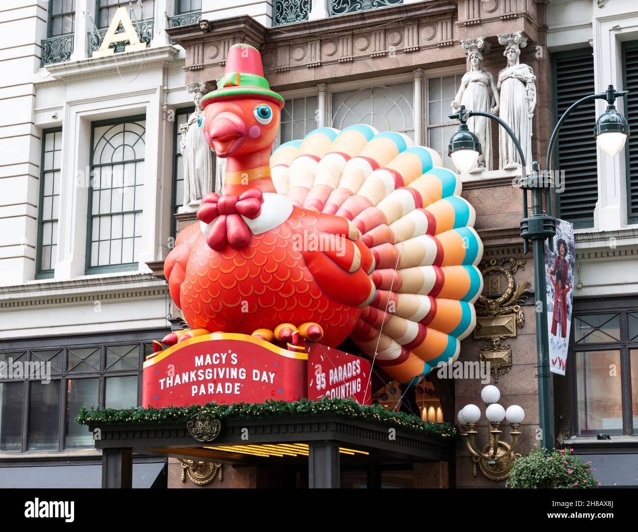 New York City, New York, USA - 20 November 2021: A large turkey on top ...