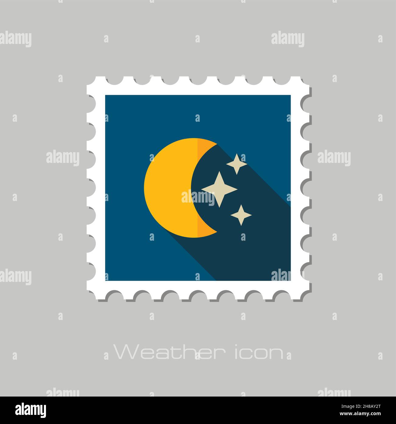 Moon And Stars Flat Stamp Sleep Dreams Symbol Meteorology Weather Vector Illustration Eps 10