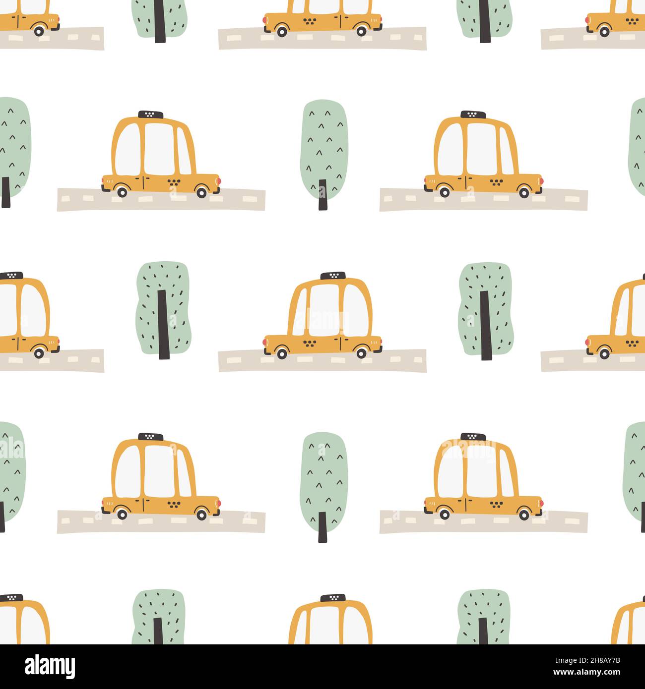 Children's patterns set with cars. Cars. Transport. Road. Vector hand ...
