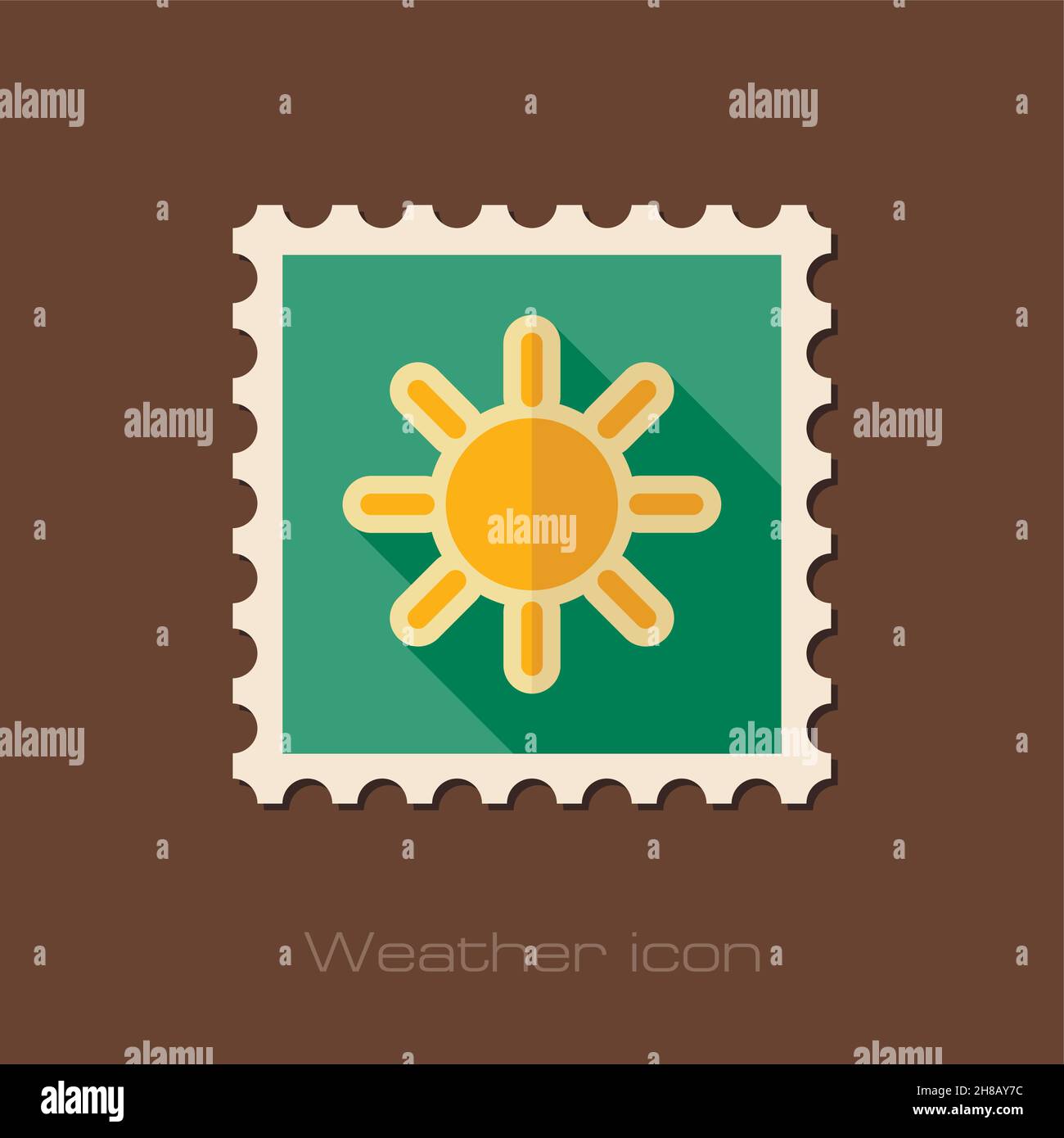 Sun flat stamp. Meteorology. Weather. Vector illustration eps 10 Stock ...