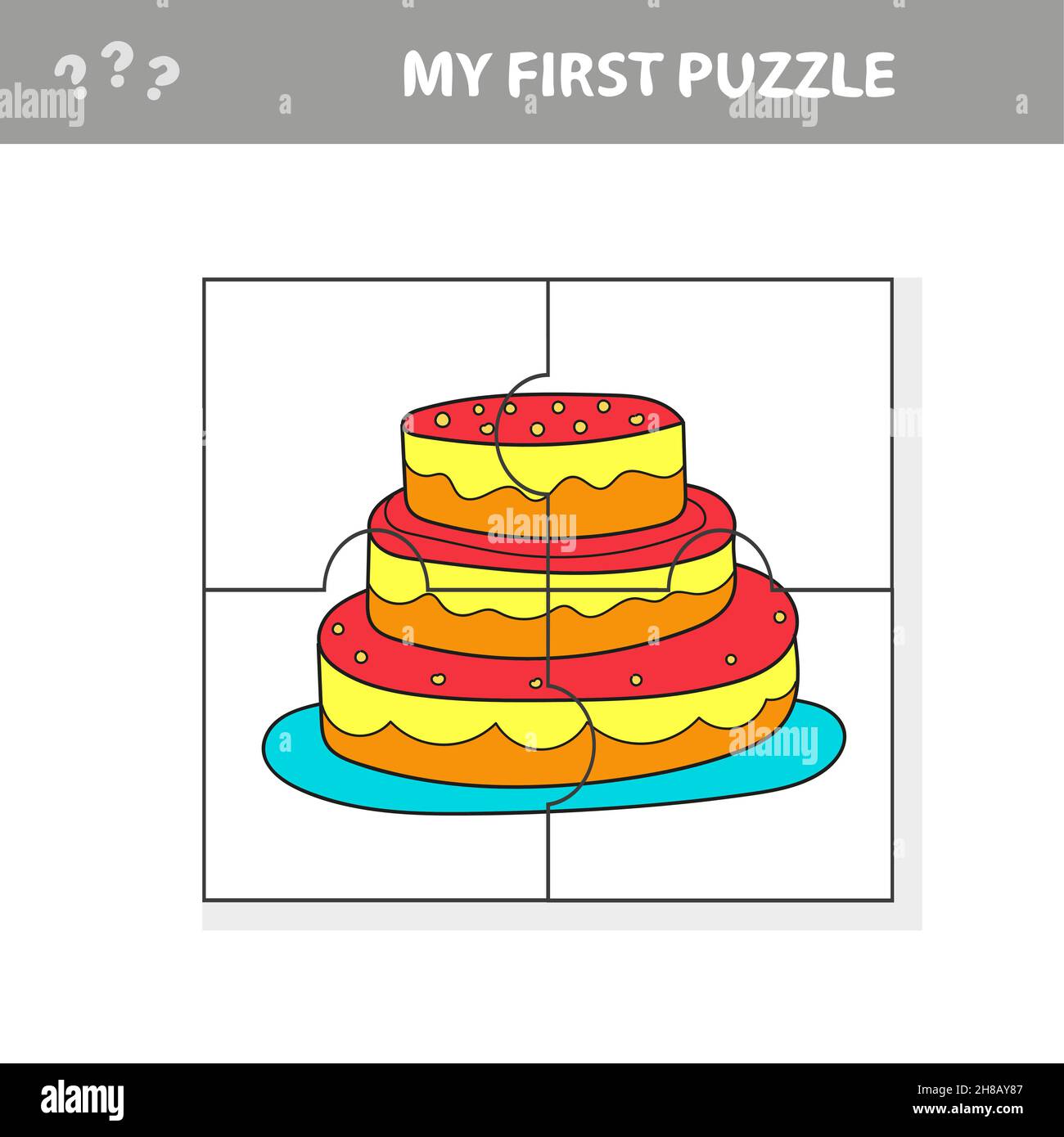 Education paper game for children, sweet cake. My first puzzle. Game ...