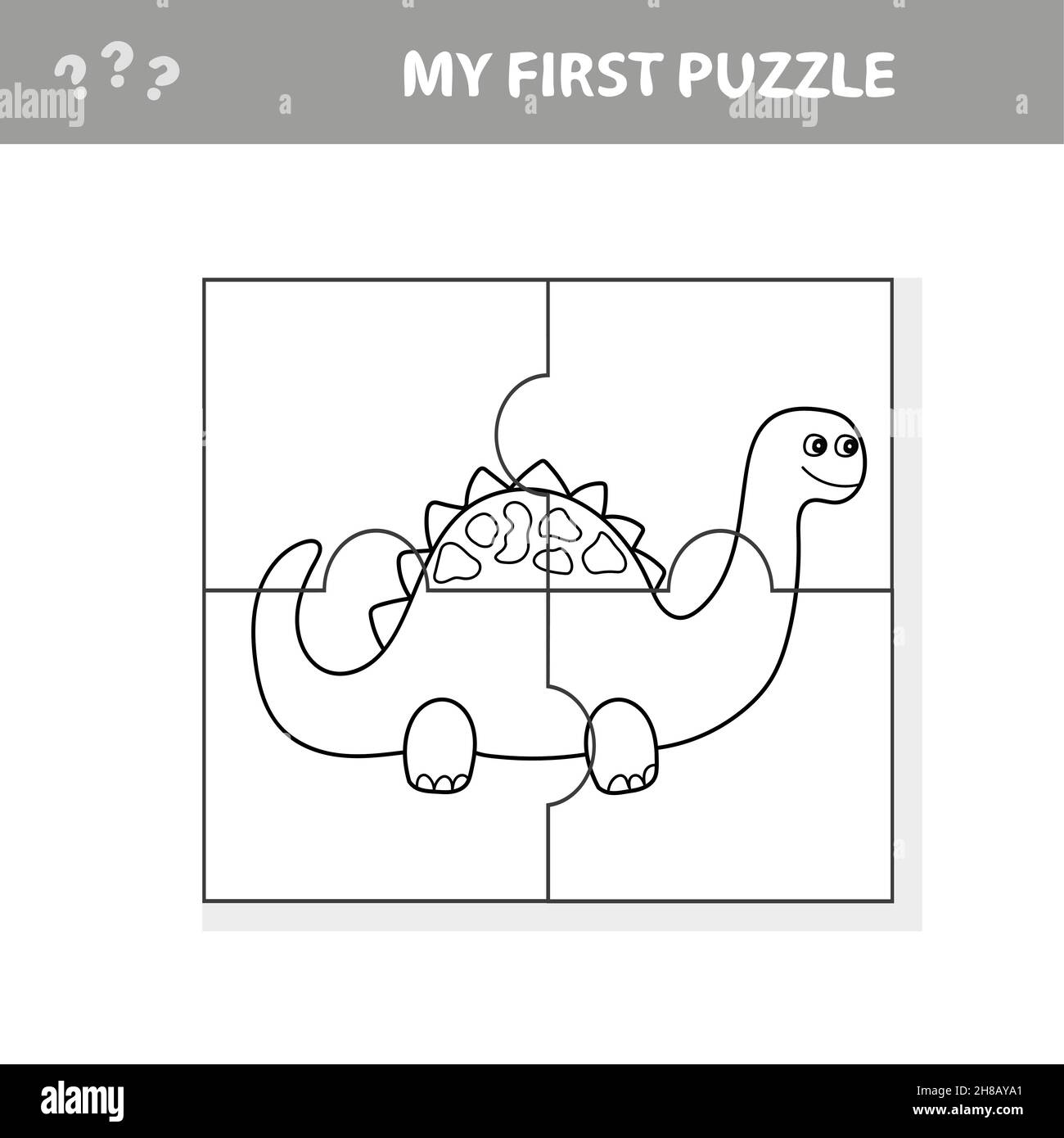 Cute puzzle game. Vector illustration of puzzle game with happy cartoon ...
