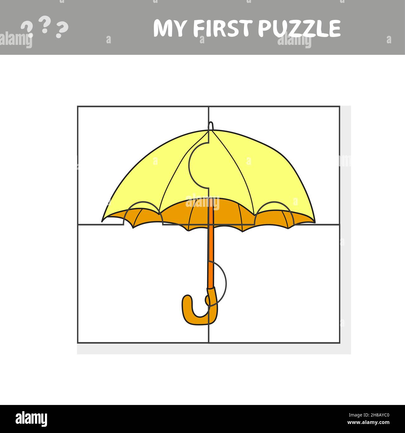 Umbrella in cartoon style, education game for development of preschool ...