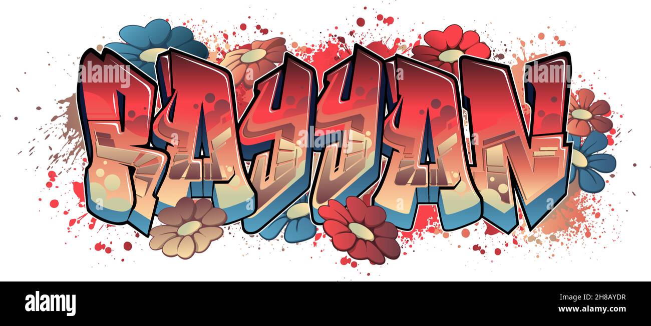 Graffiti styled Name Design - Rayyan Cool legible graffiti art Stock ...