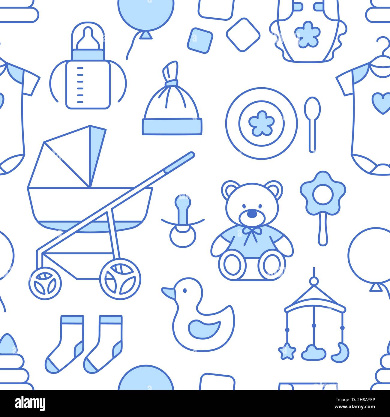 Thin line newborn baby background. Outline tile Stock Vector Image ...
