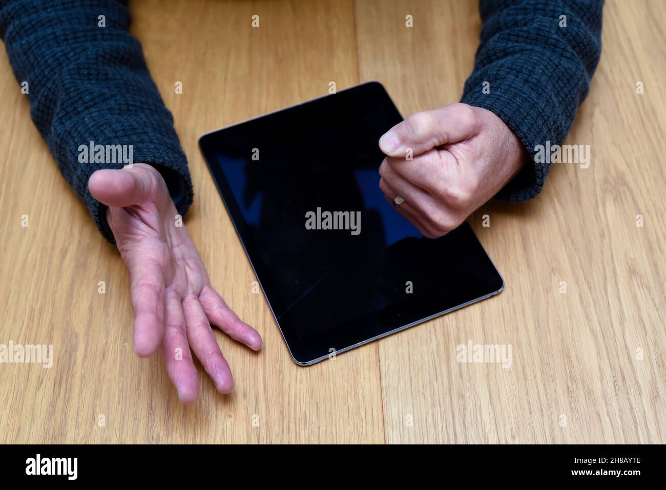 Man is angry and frustrated and does understand new technology in the ...